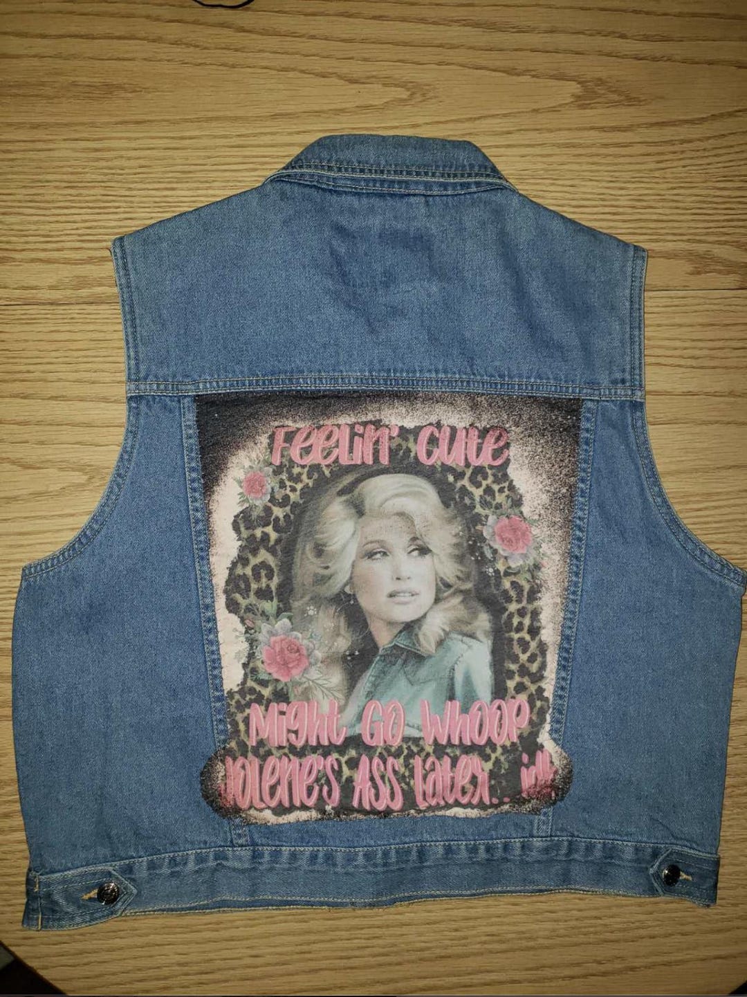 Dolly Parton Feelin' Cute Denim Vest Size Large - Etsy