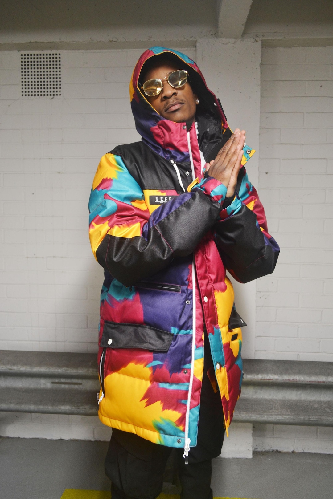 Neff Ski/snowboard Hooded Multicoloured Over Long Puffer Coat - Etsy