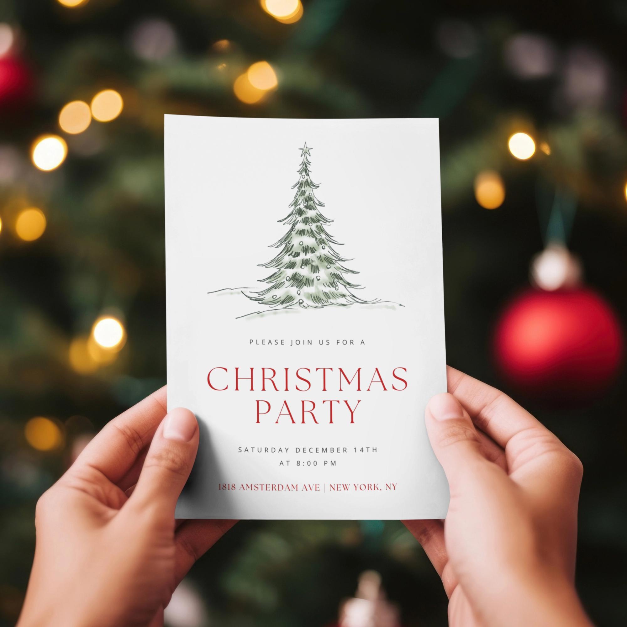 Editable Holiday Party Invitation Card: Festive DIY Template for ...