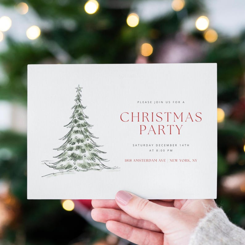 Editable Holiday Party Invitation Card: Festive DIY Template for ...