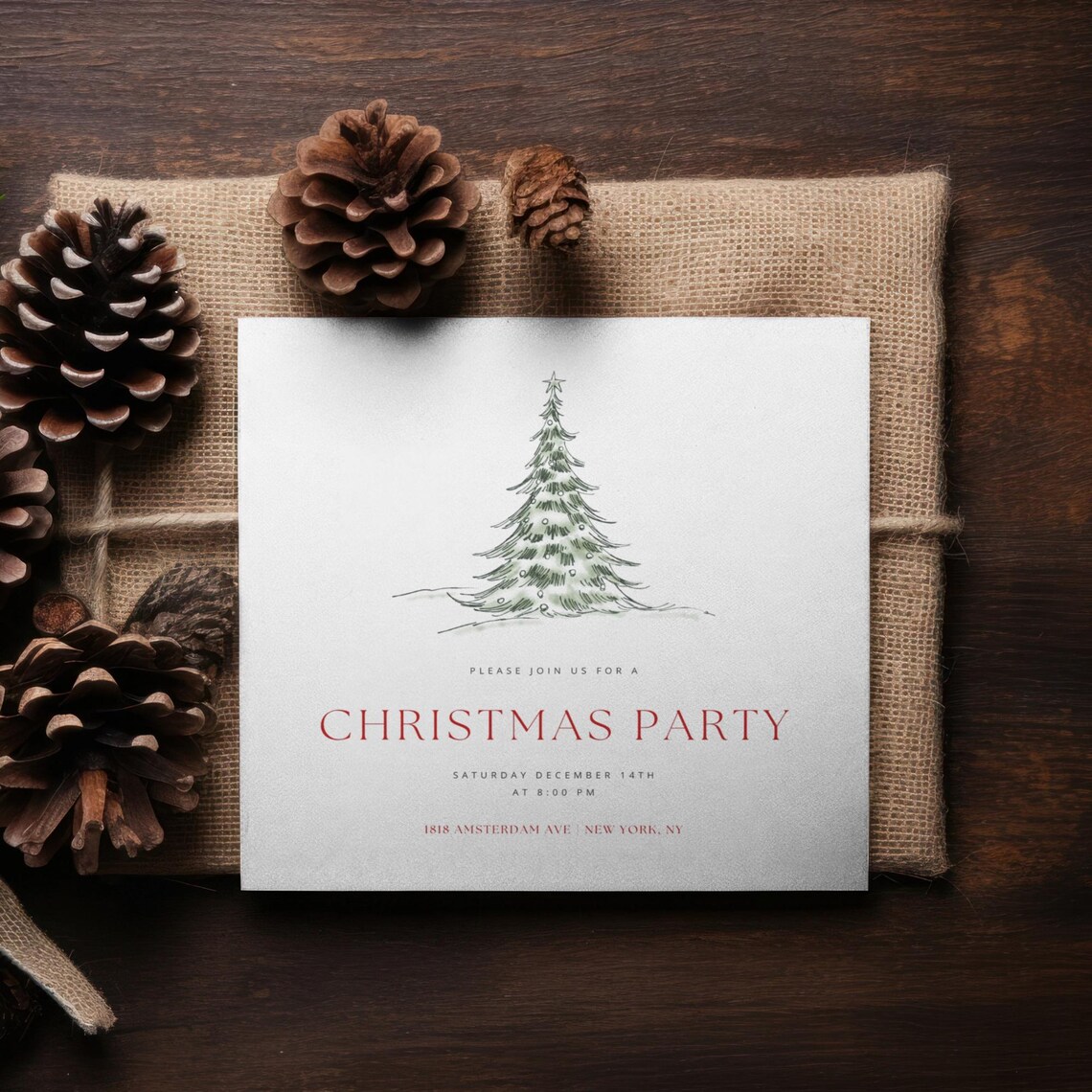 Editable Holiday Party Invitation Card: Festive DIY Template for ...