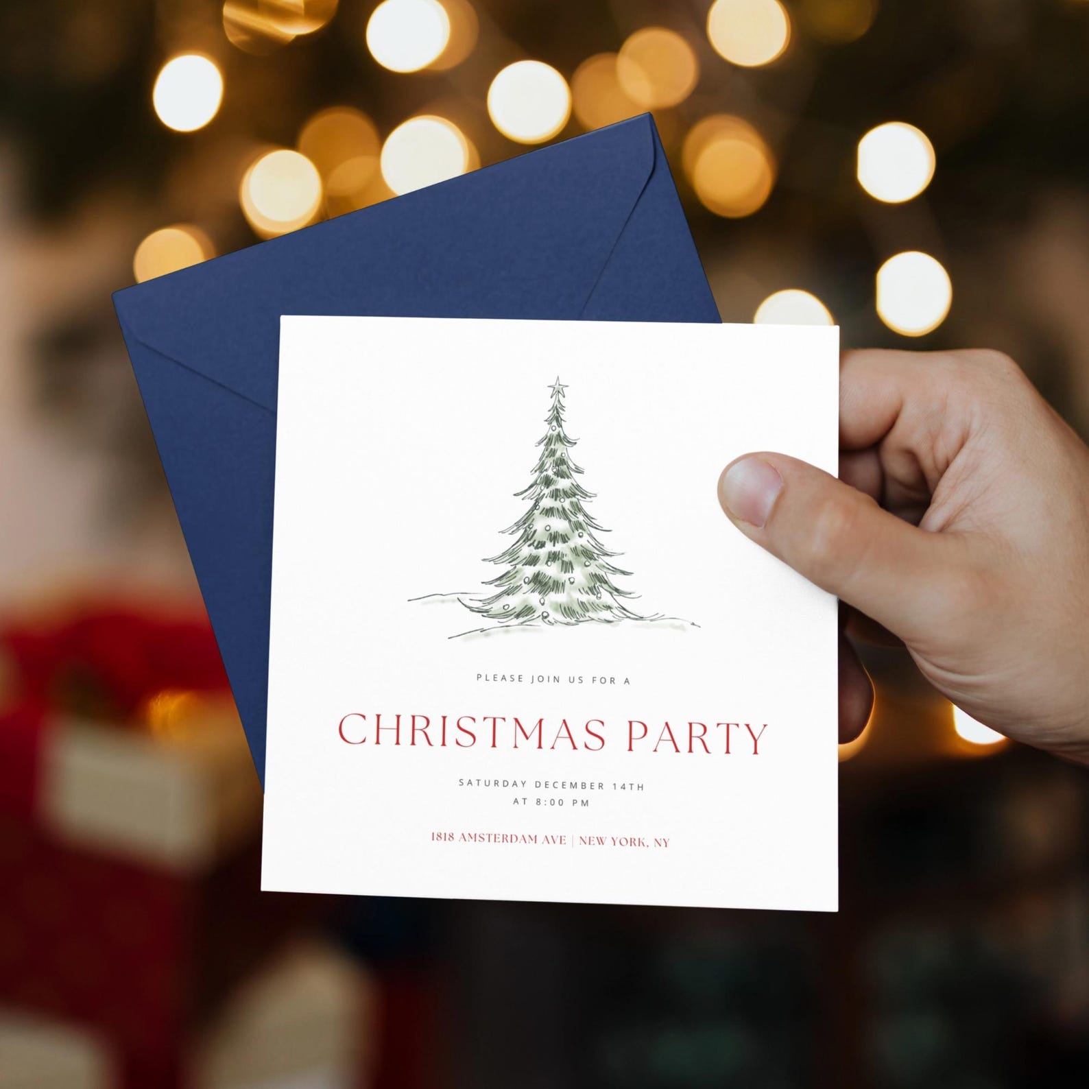 Editable Holiday Party Invitation Card: Festive DIY Template for ...