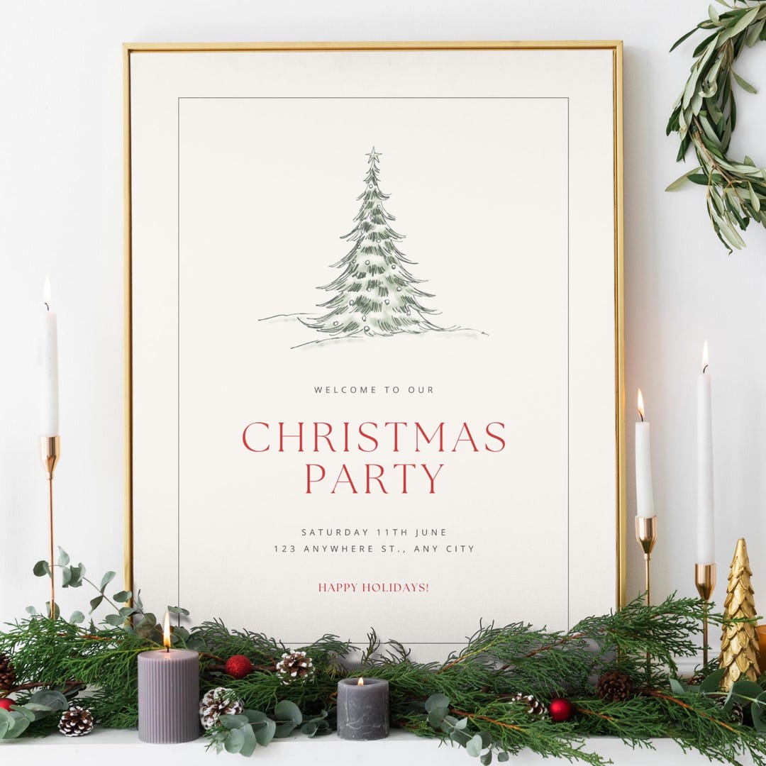 Customizable Festive Welcome Sign for Holiday Parties, Editable DIY ...
