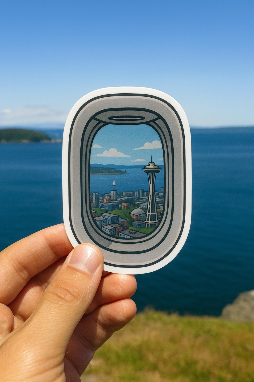 Seattle Airplane Window Sticker – Space Needle View Travel Decal ...