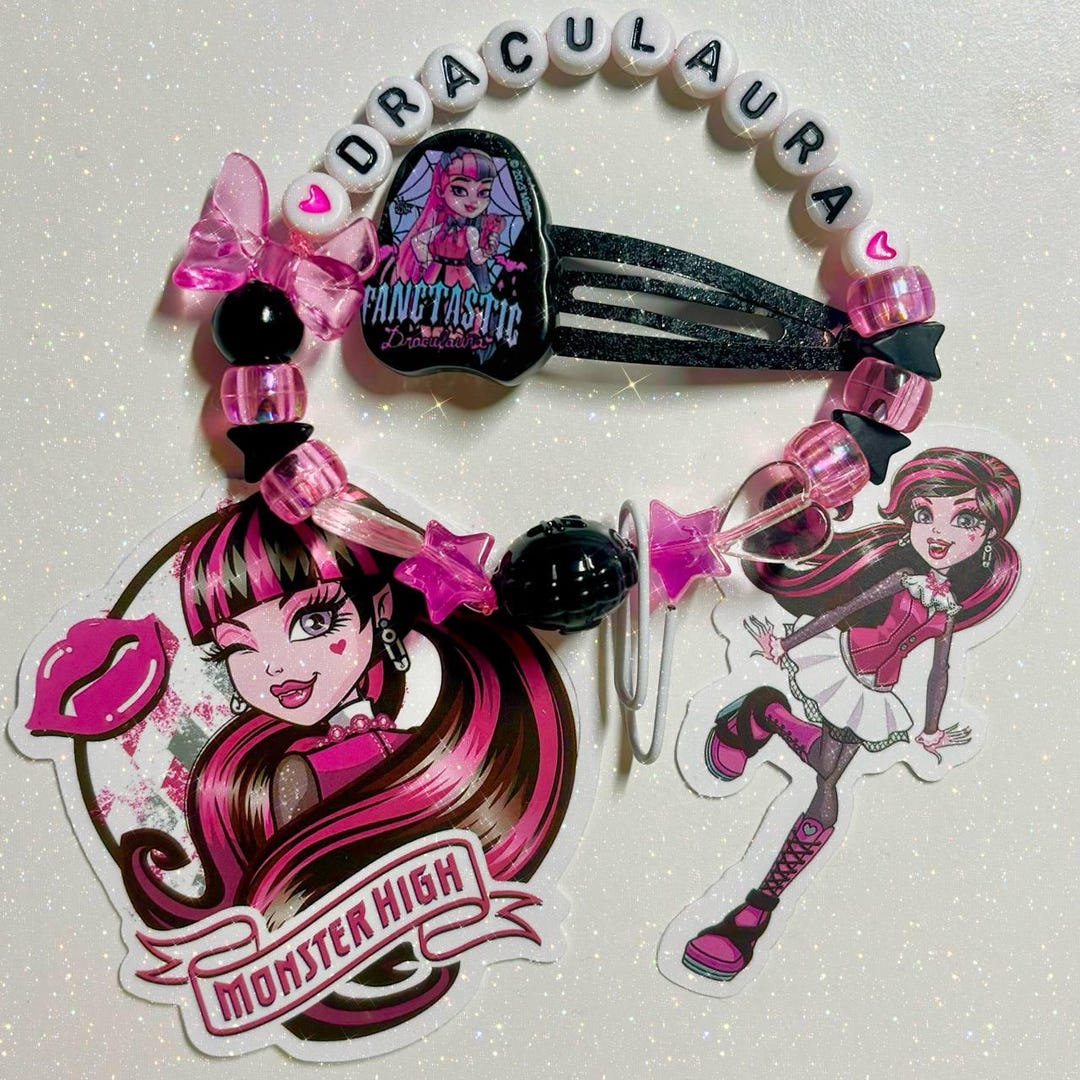 Monster High Draculaura Set. Bracelet Stickers Hair Clip - Etsy