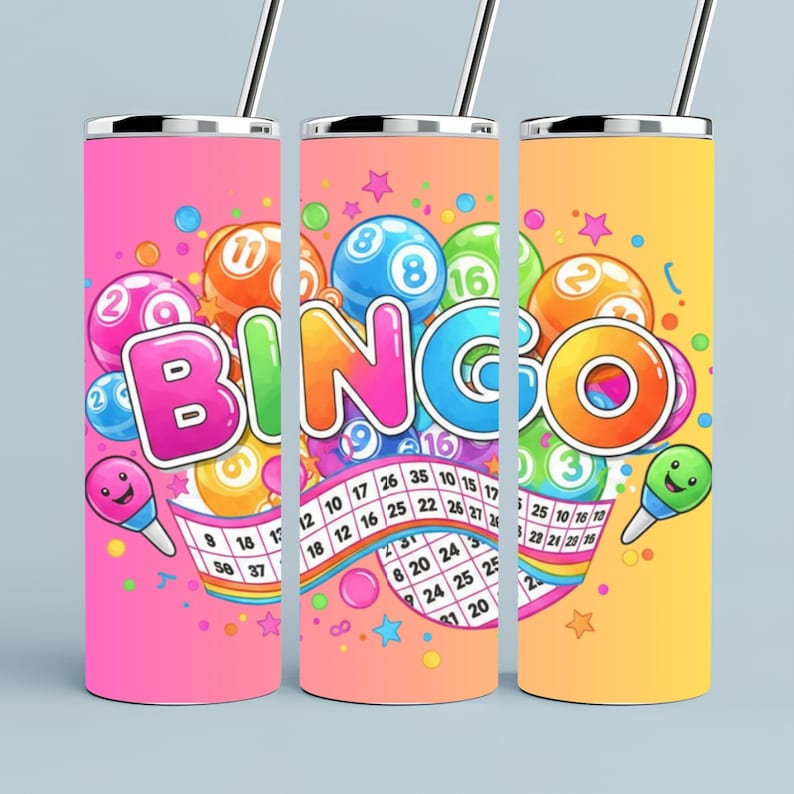 Bingo Tumbler Wrap Bundle | 5 Bingo Designs | 20oz Skinny Tumbler PNG ...