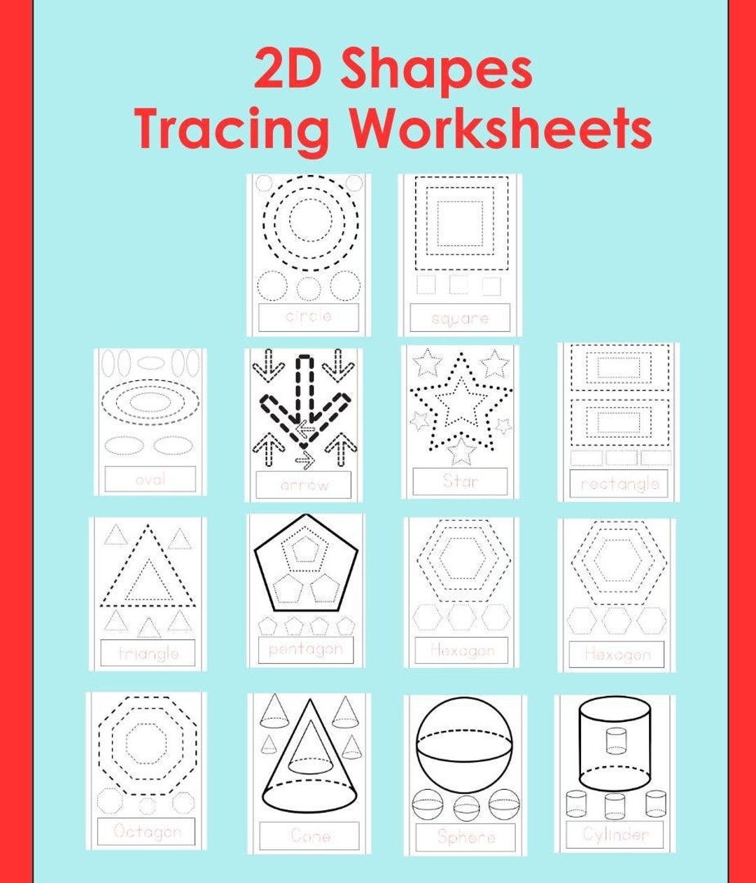 2-D Geometric/shapes Worksheet Shapes Coloring Book Pages, Preschool ...