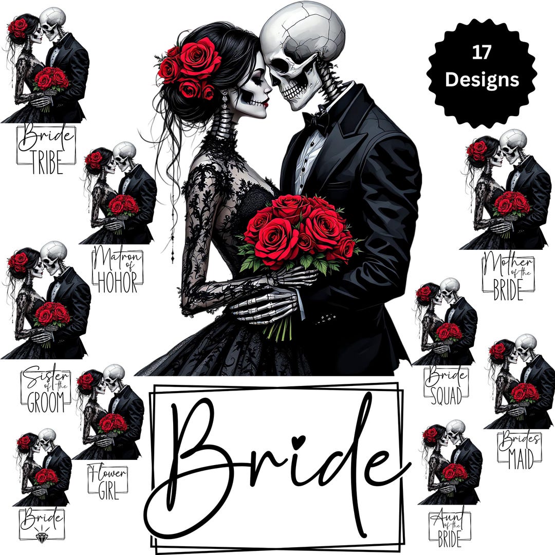 Bridal Skeleton PNG Bundle: Wedding Party Designs (digital Download) - Etsy