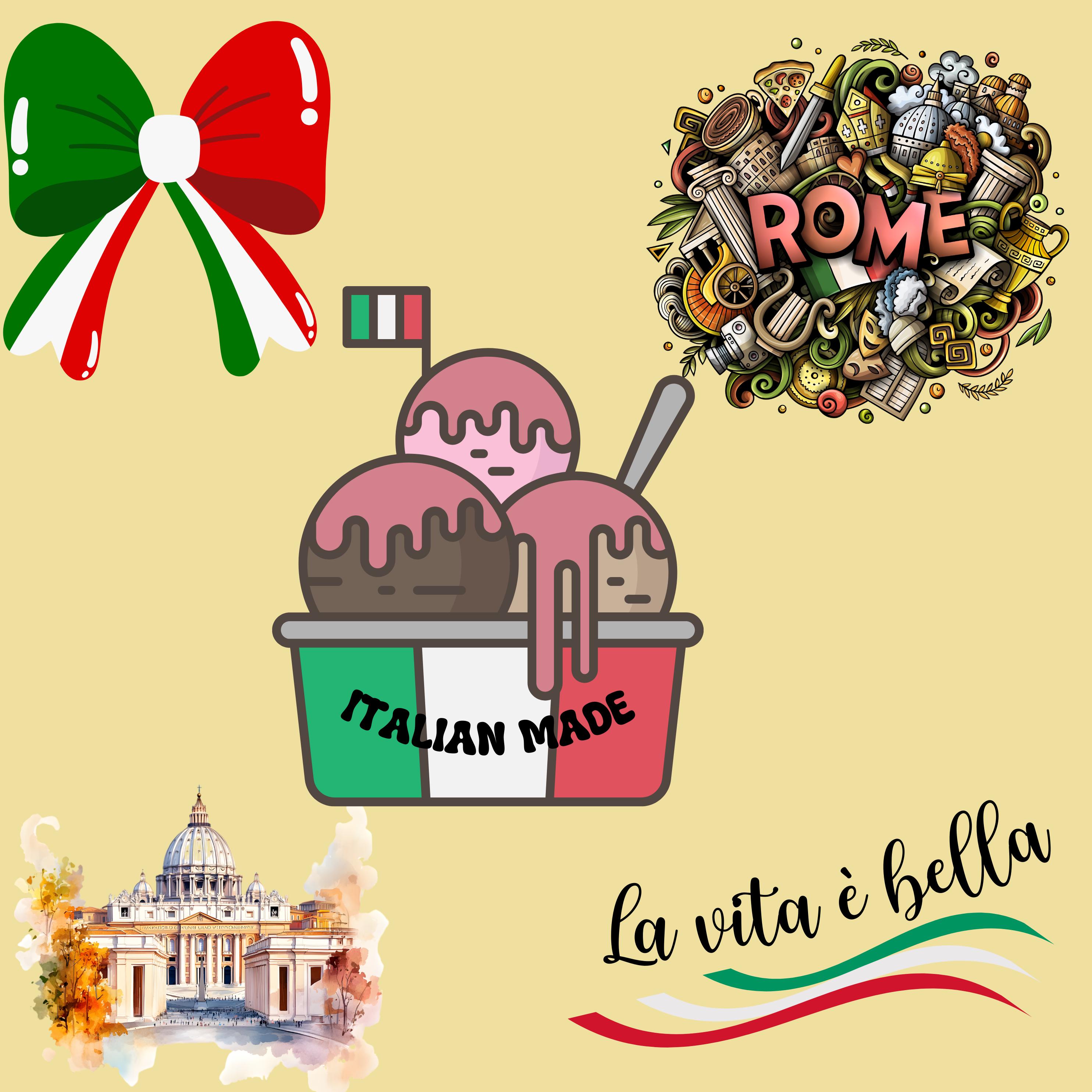 Italian Clip Art Bundle: Food, Flag, Text - 40 PNG Files (digital ...