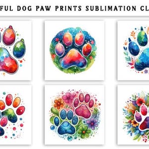 Colorful Dog Paw Prints Clipart Digital Download - Etsy