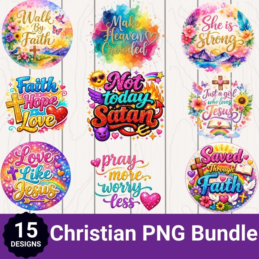 Christian Quotes PNG Bundle | Faith Sayings, T-shirt Designs (digital ...
