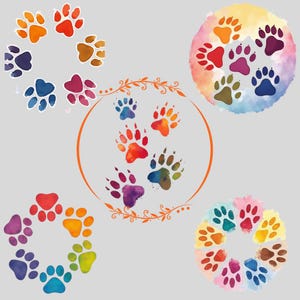 Vivid Dog Paw Prints Clipart Digital Download - Etsy