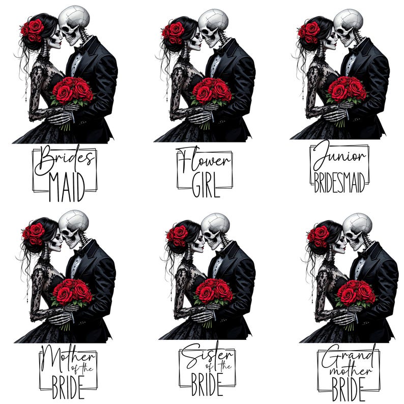 Bridal Skeleton PNG Bundle: Wedding Party Designs (digital Download) - Etsy