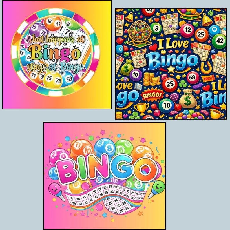 Bingo Tumbler Wrap Bundle | 5 Bingo Designs | 20oz Skinny Tumbler PNG ...