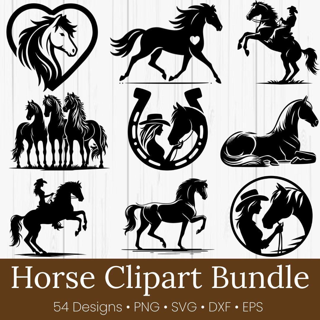 Horse Clipart Bundle | 54 Farm Animal Graphics (PNG SVG DXF Eps ...