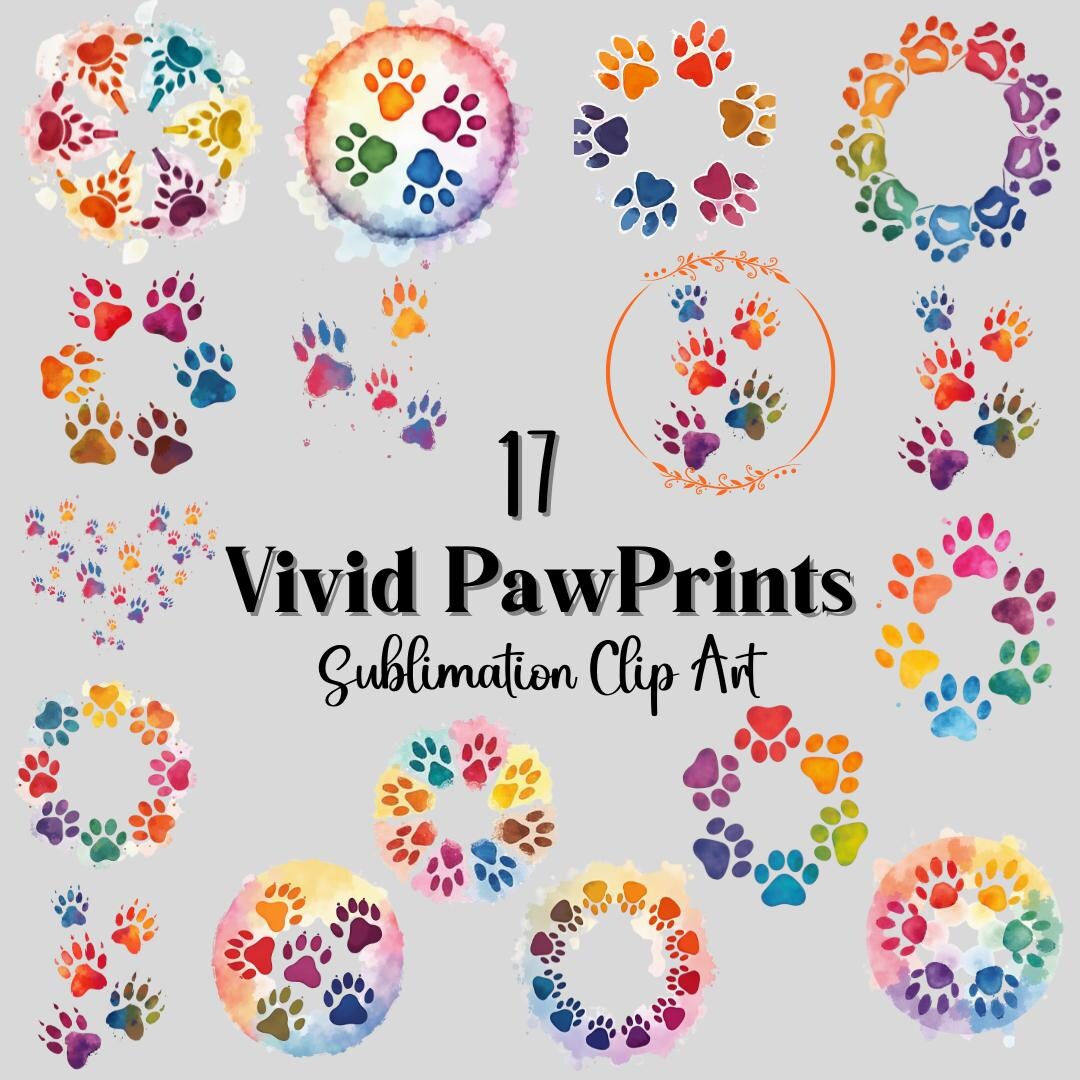 Vivid Dog Paw Prints Clipart Digital Download - Etsy