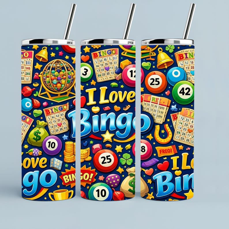 Bingo Tumbler Wrap Bundle | 5 Bingo Designs | 20oz Skinny Tumbler PNG ...