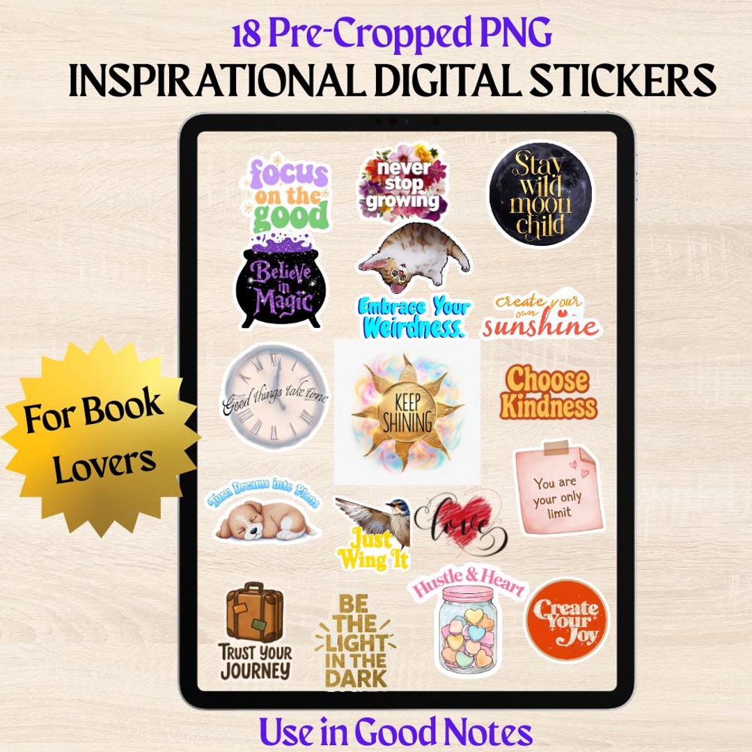 18 Inspirational Digital Stickers - Motivational PNG Files for Print ...