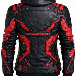 Cyberpunk 2077 Red Leather Jacket - Futuristic Biker Outerwear - Gaming ...