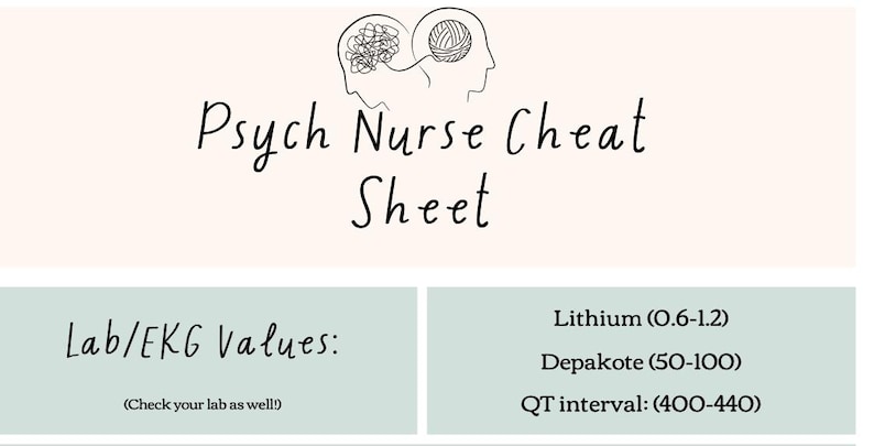 Psych Psychiatric Nurse Cheat Sheet - Etsy
