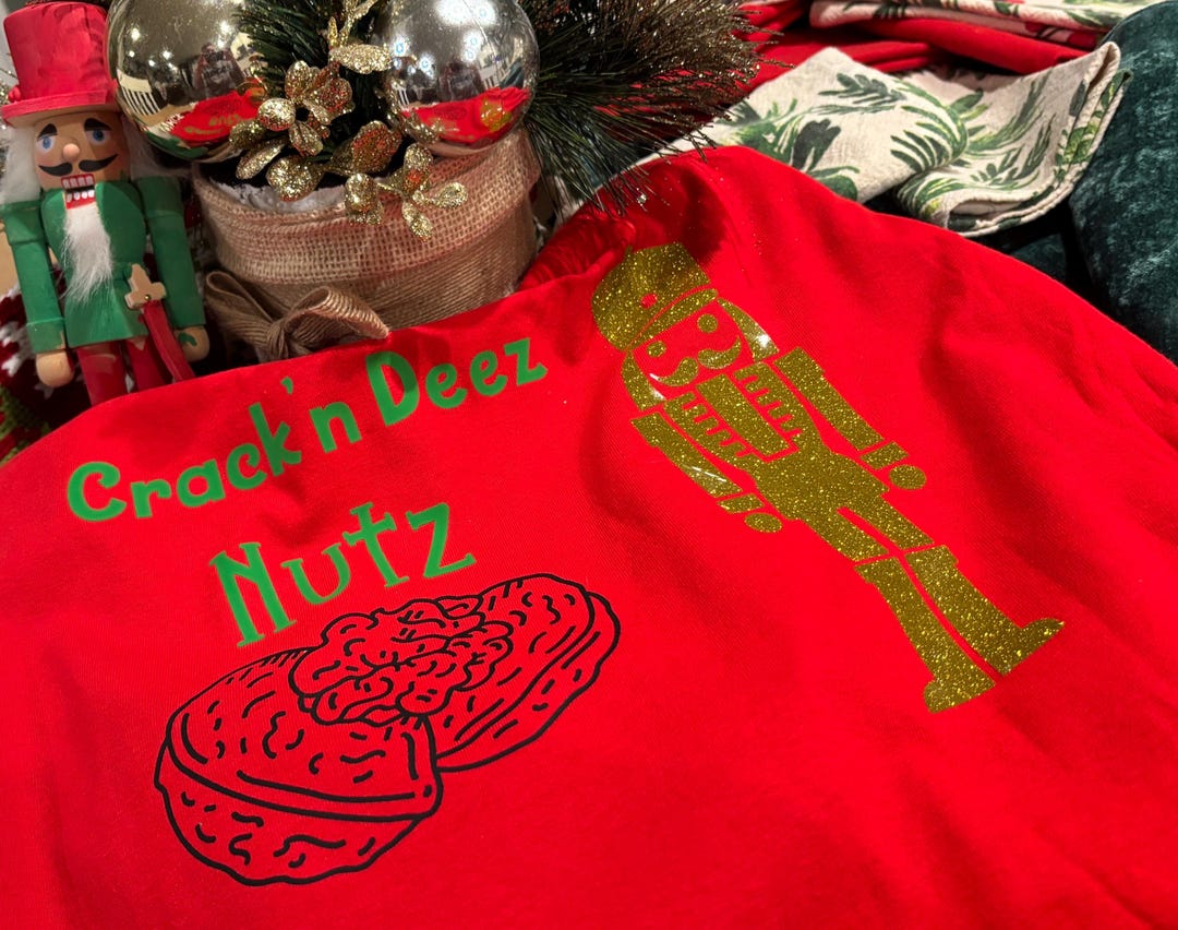 Mens Humor: Crackn Deez Nuts Nutcracker Long Sleeve T-shirt, Color Red ...