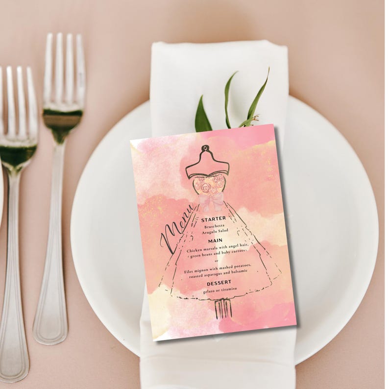 Floral Pink Menu Template | Digital Download | Editable Canva Template ...