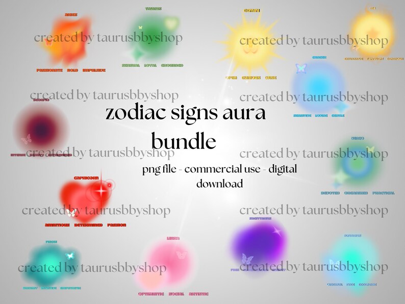 Zodiac Signs Aura, Png File, Digital Download, Aries, Taurus, Gemini ...