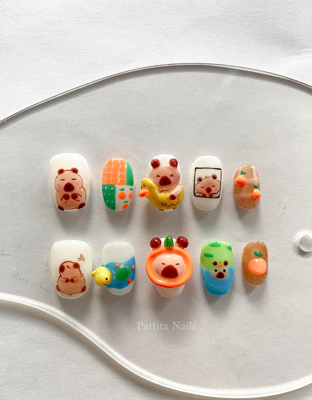 The Capybara Lover/ Custom Press on Nails/ Hand Made Press on Nails ...
