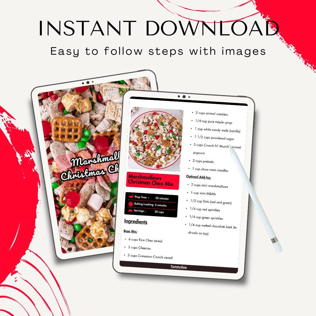 BEST RECIPE of Marshmallows Christmas Chex Mix Digital PDF Printable - Etsy