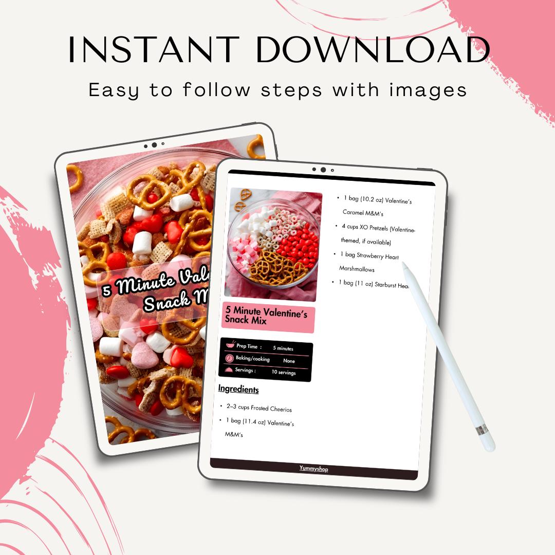 Five Minute Valentines Snack Mix Printable PDF Recipe Download - Etsy
