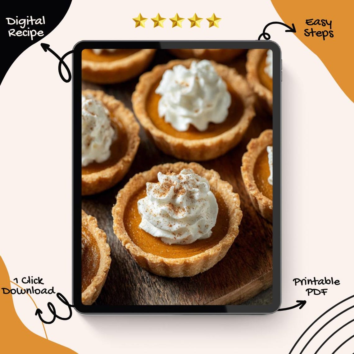 Mini Pumpkin Pie Cups Recipe: Printable PDF (digital Download) - Etsy