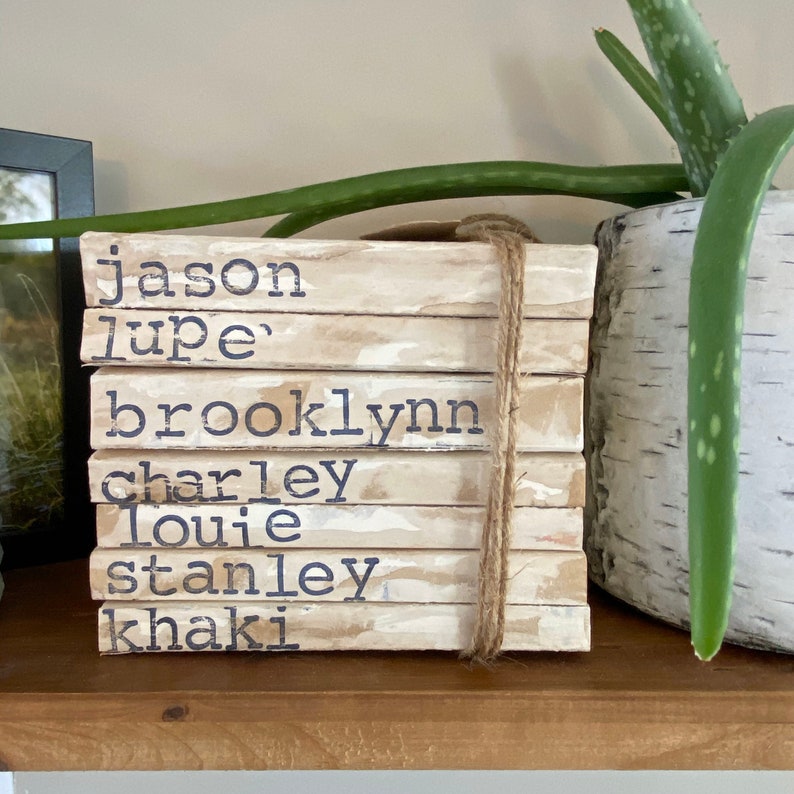 Stamped Book Set Stacked Antiqued Vintage Inspired Books - Etsy