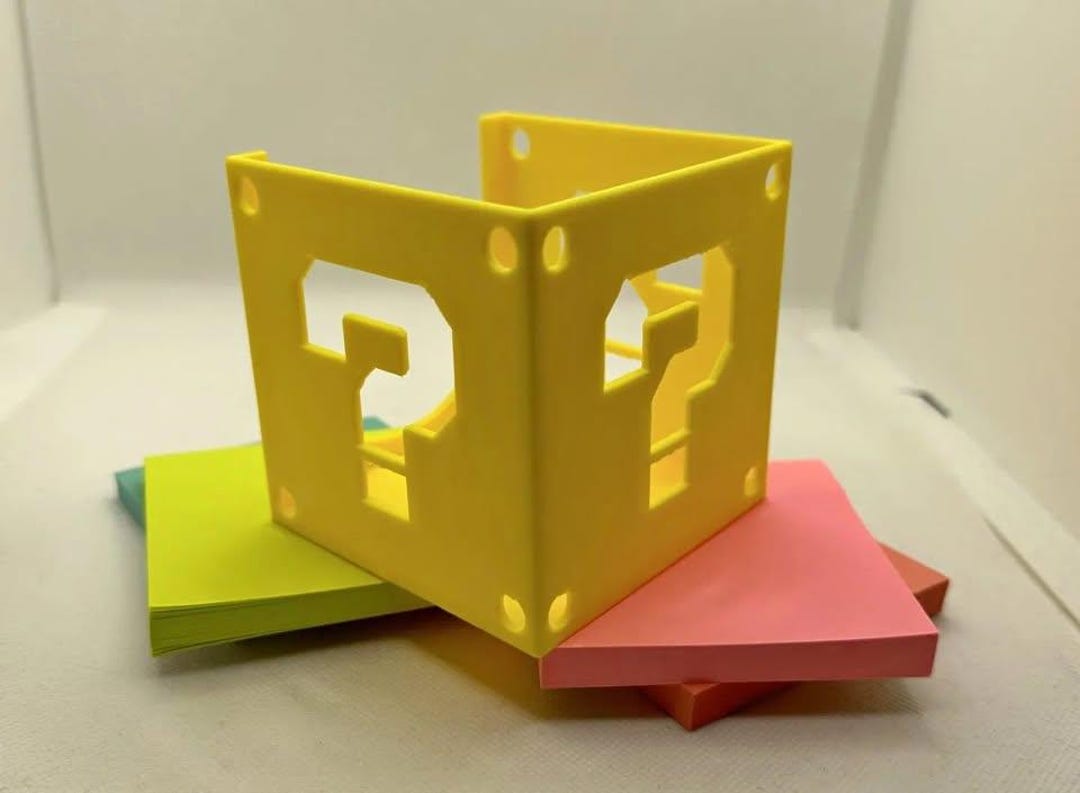 MARIO BROS BLOCK Post-it 3'' Inch Holder Custom Printed 3D - Etsy