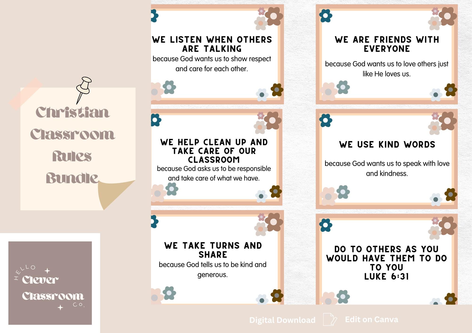 Editable Christian Classroom Rules_teacherresources - Etsy