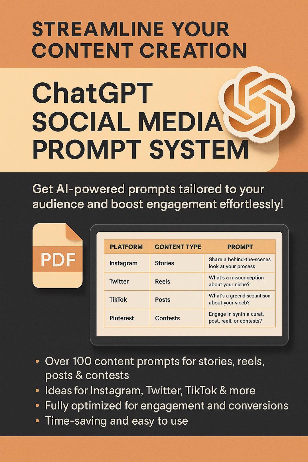 Chatgpt Social Media Prompt System | 100+ AI Prompts for Instagram ...