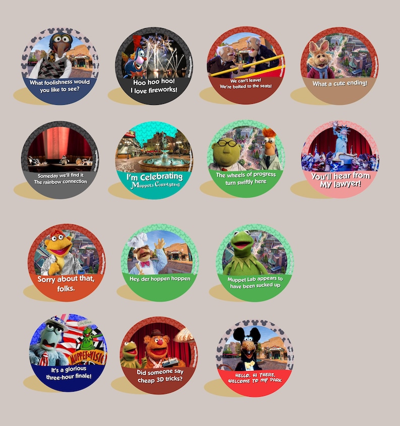Muppets Buttons (pin-back): Buttons in a Disney Style Themed Around ...