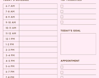 Daily Organiser Template Organiser Time Management to Do List and ...