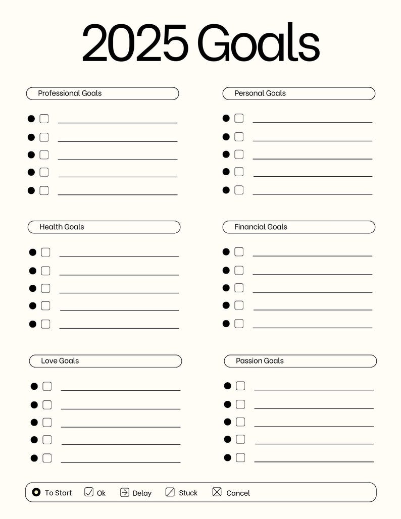 2025 Goal Setting Planner Template - Digital Printable, Planner ...