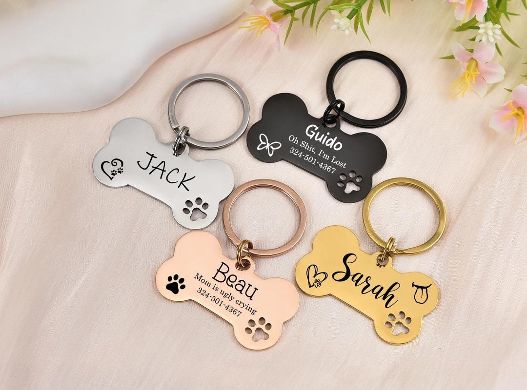 Cute Dog Tag Personalized for Dog, Custom Bone Dog Tags, Dog Name Tags ...