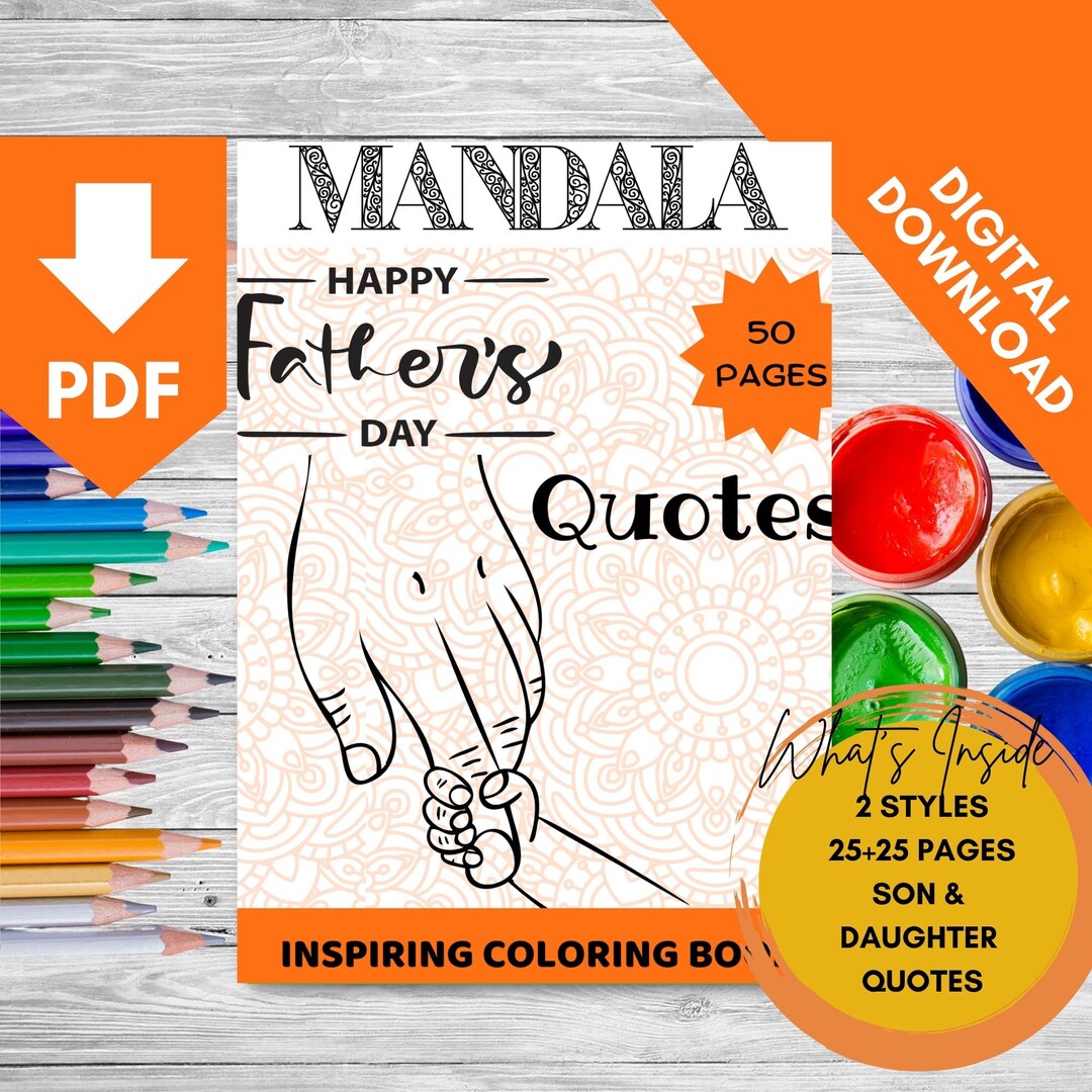 Mandala Father’s Day Quotes Coloring Book | Kids Adults Coloring | 50 ...