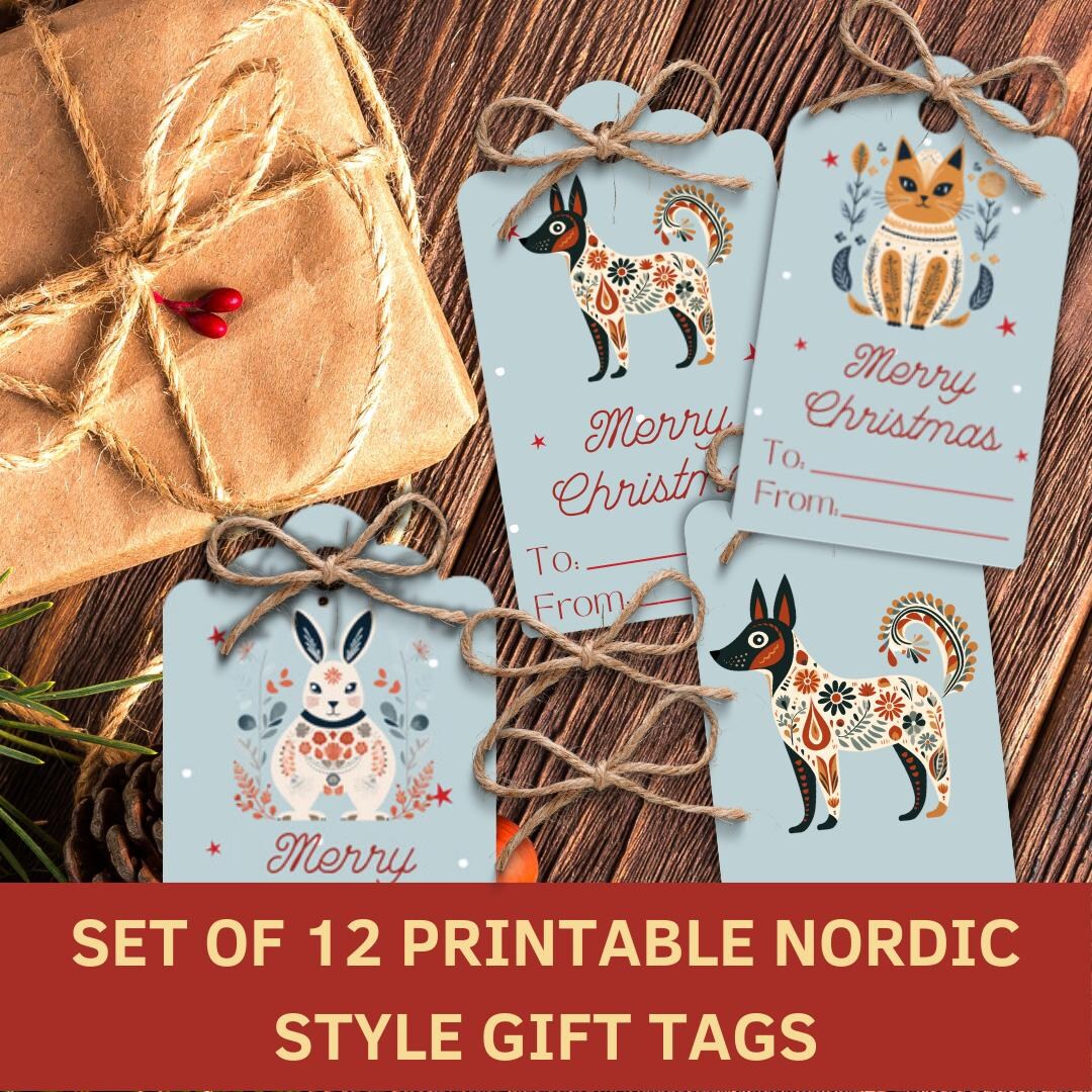 Christmas Gift Tags, Nordic Gift Tags, Diy Printable Gift Tags ...