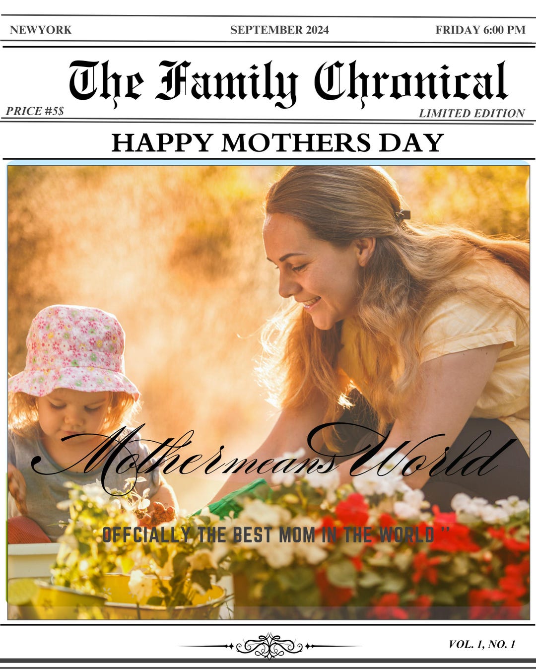 Mothers Day Newspaper Template Editable With Canva Newspaper Mothers ...