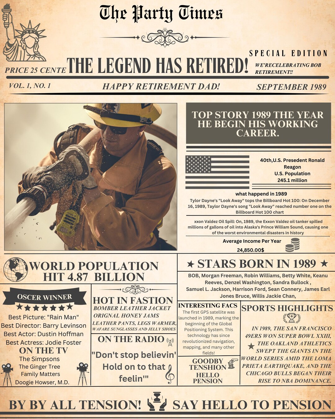 Fire Fighter Retirement Gift for Men or Women Personalized Retirement ...