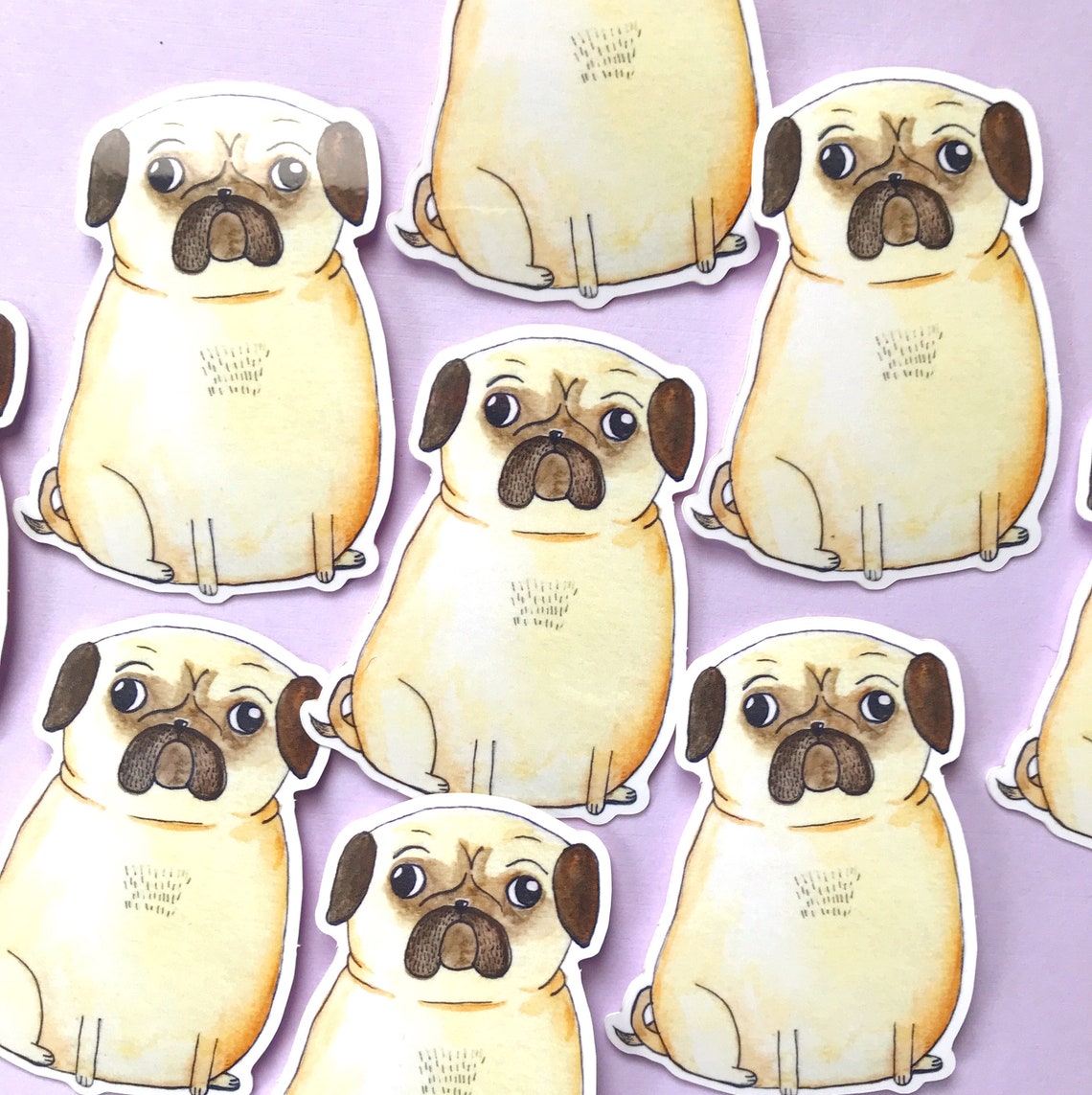 Chubby Pug Vinyl Sticker - Etsy