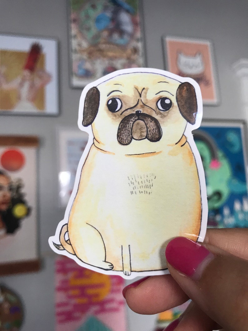 Chubby Pug Vinyl Sticker - Etsy