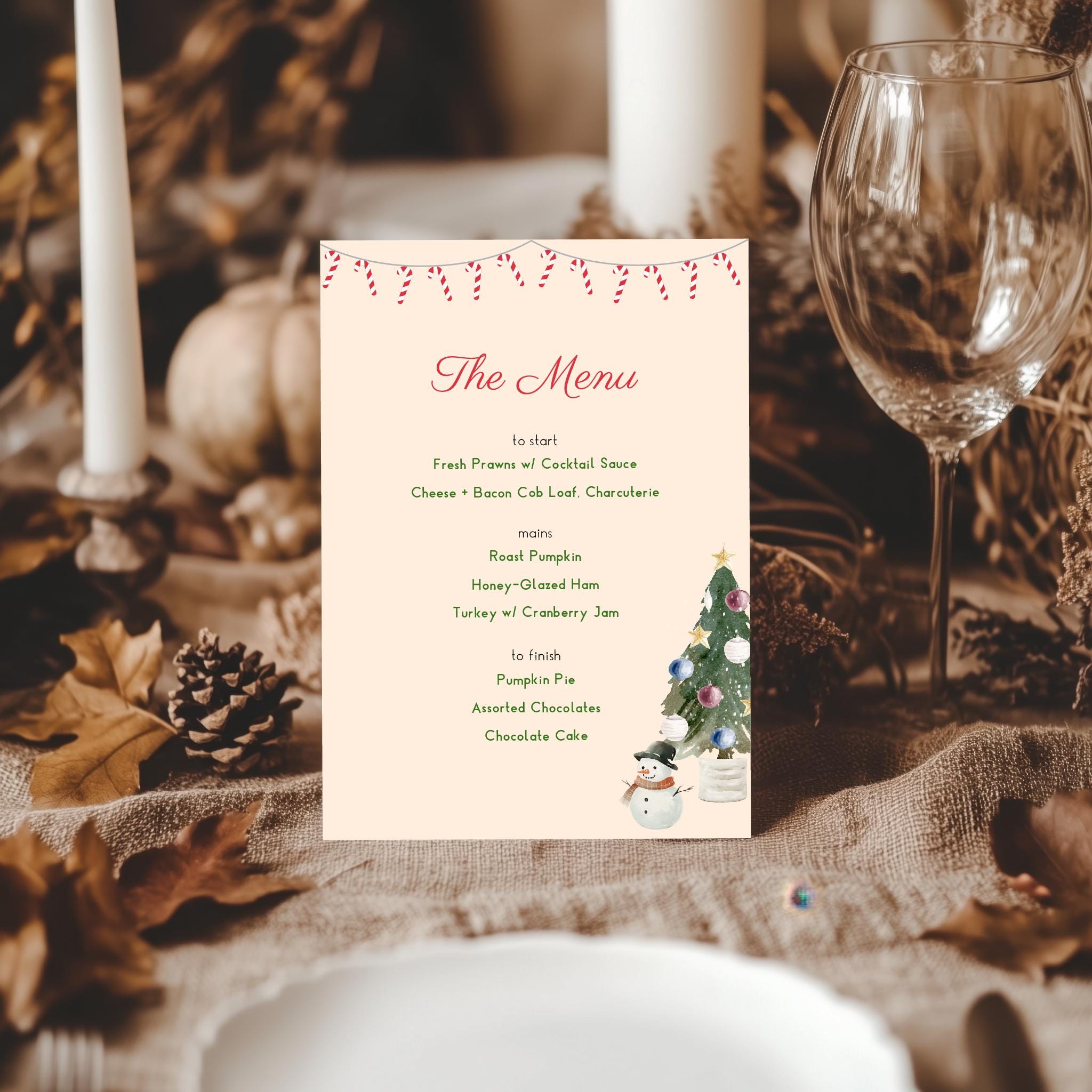 Christmas Menu Template - Editable Digital Christmas Menu - Menu ...