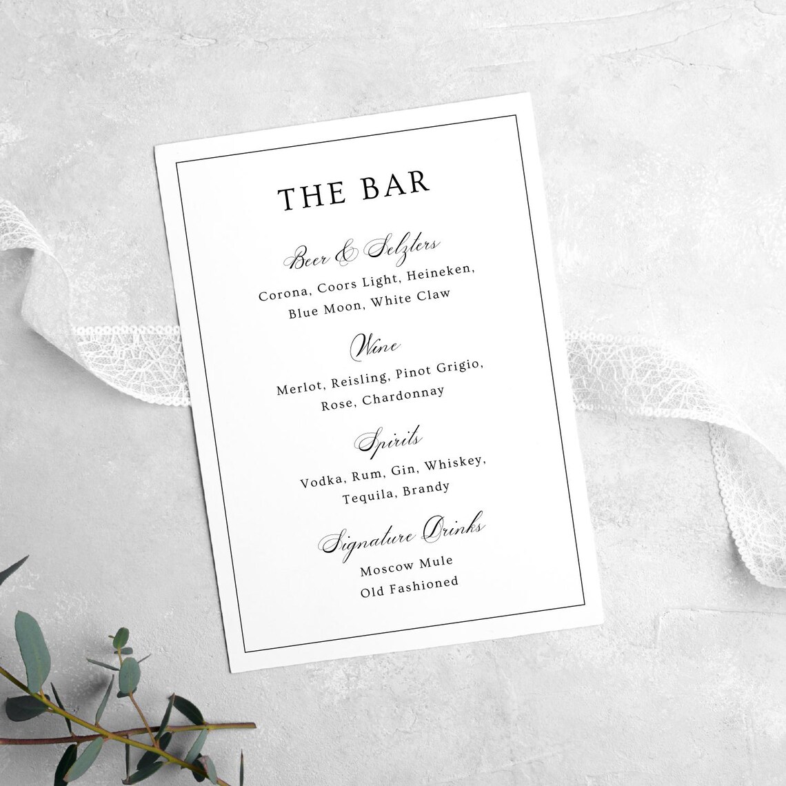 Elegant Bar Menu Template - Editable Digital Cocktail Menu - Menu ...
