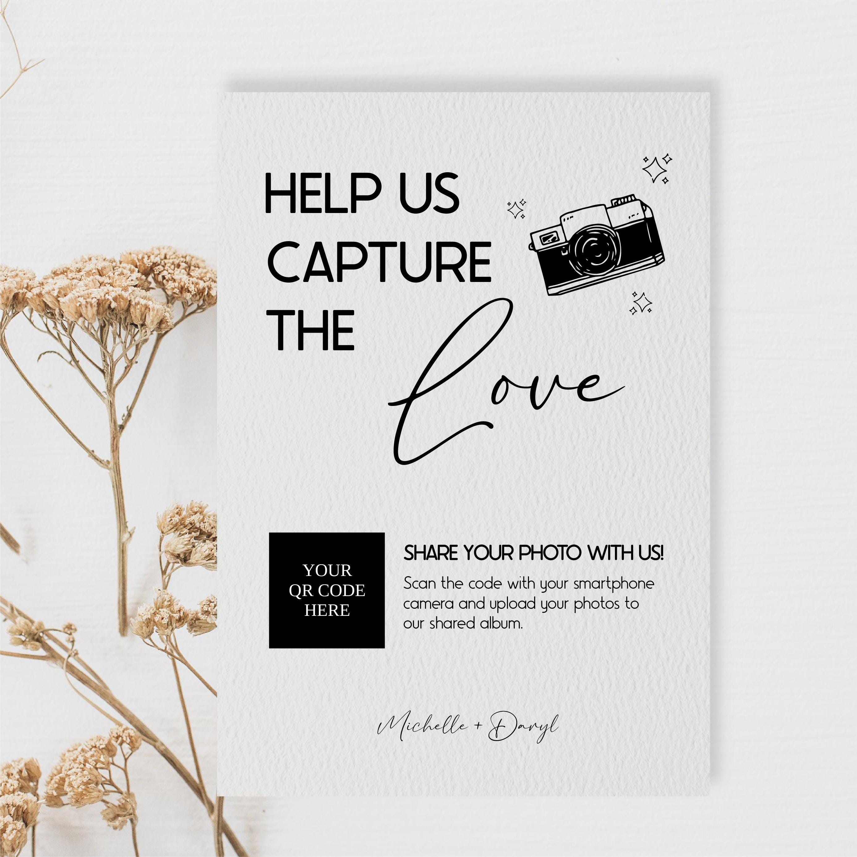 Help Us Capture the Love Digital Template - Editable Wedding Hashtag ...