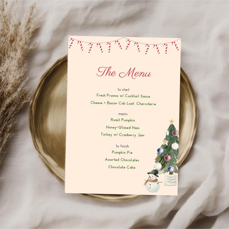 Christmas Menu Template - Editable Digital Christmas Menu - Menu ...