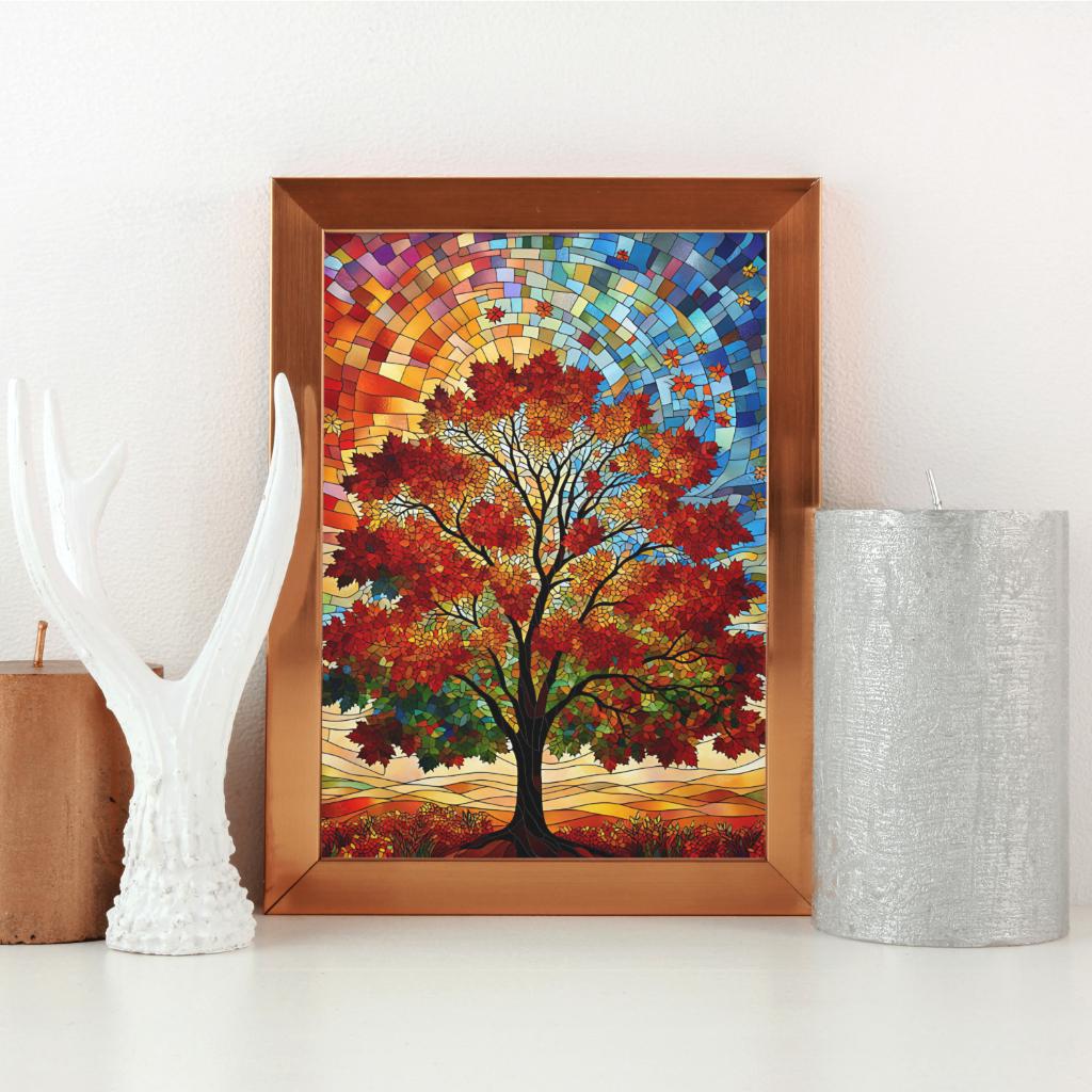 Vibrant Fall Tree Wall Art, Printable Wall Art Autumn, Autumn Trees ...